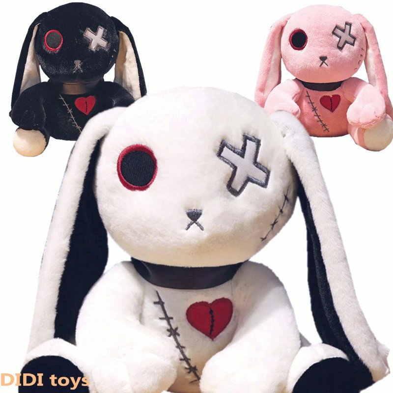 Dark Devil Black Rabbit Plush Toy Cross Eyes Punk Lolita Pink Bunny ...