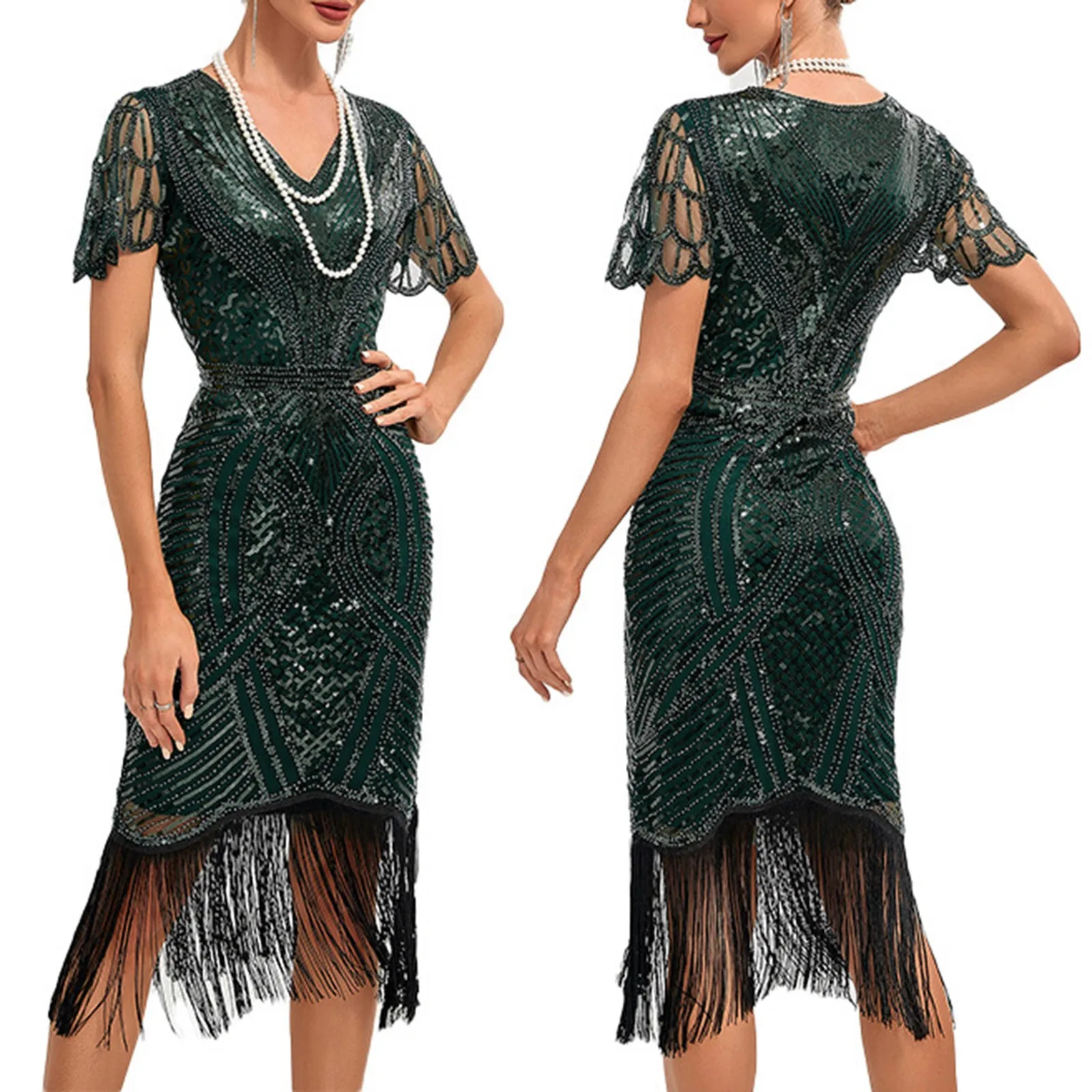 Vintage-Great-Gatsby-Party-Cocktail-Dress-for-Women-Short-Sleeve-V-Neck ...