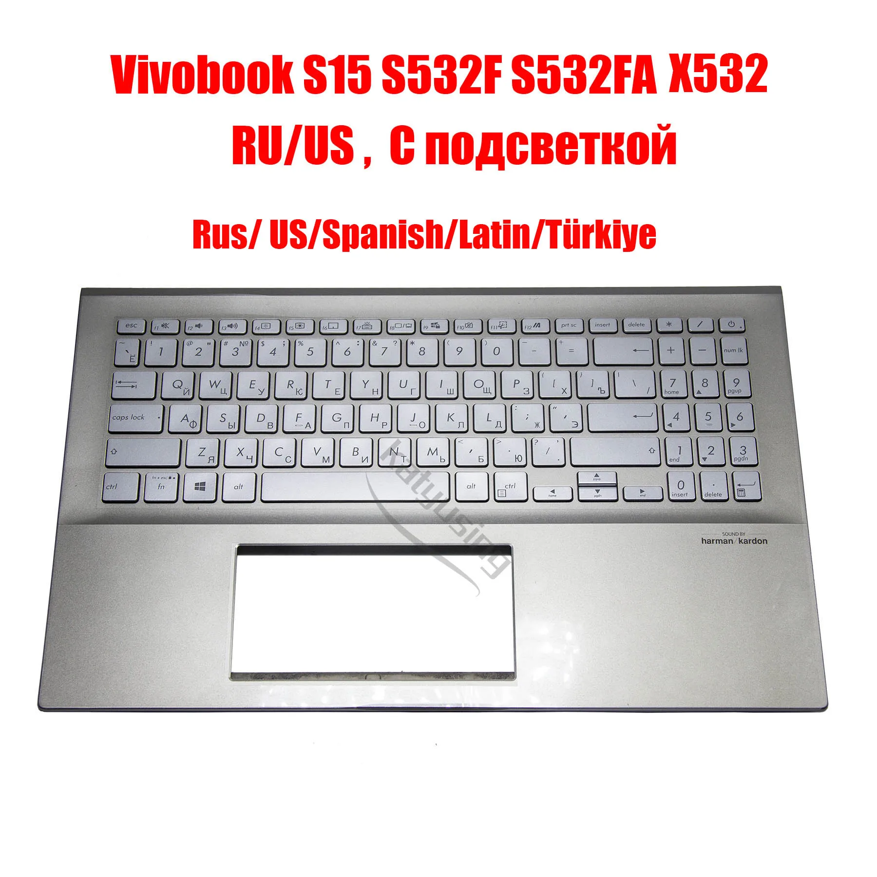 Rus US Latin Spanish Turkey Keyboard for Asus Vivobook S15 S532 S532F ...