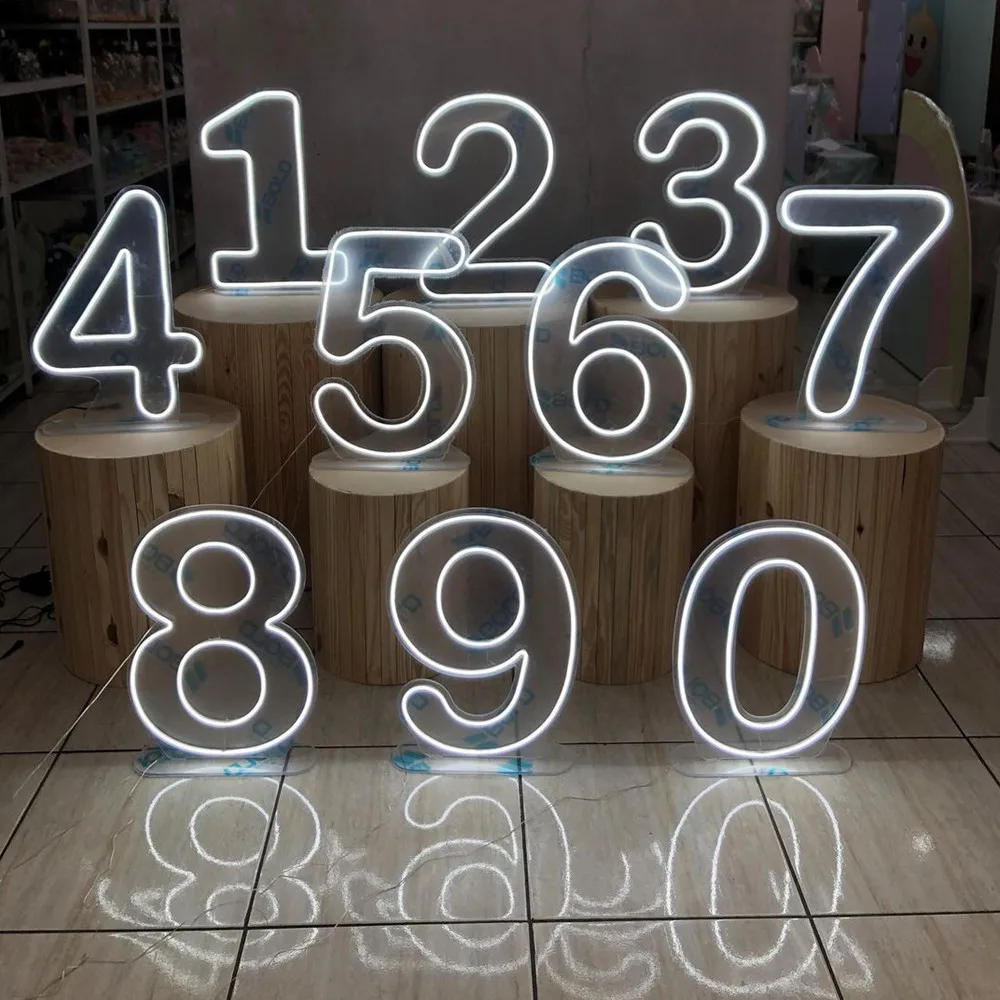 Customizable Neon Light Numbers - LED Acrylic Personalized Sign for ...
