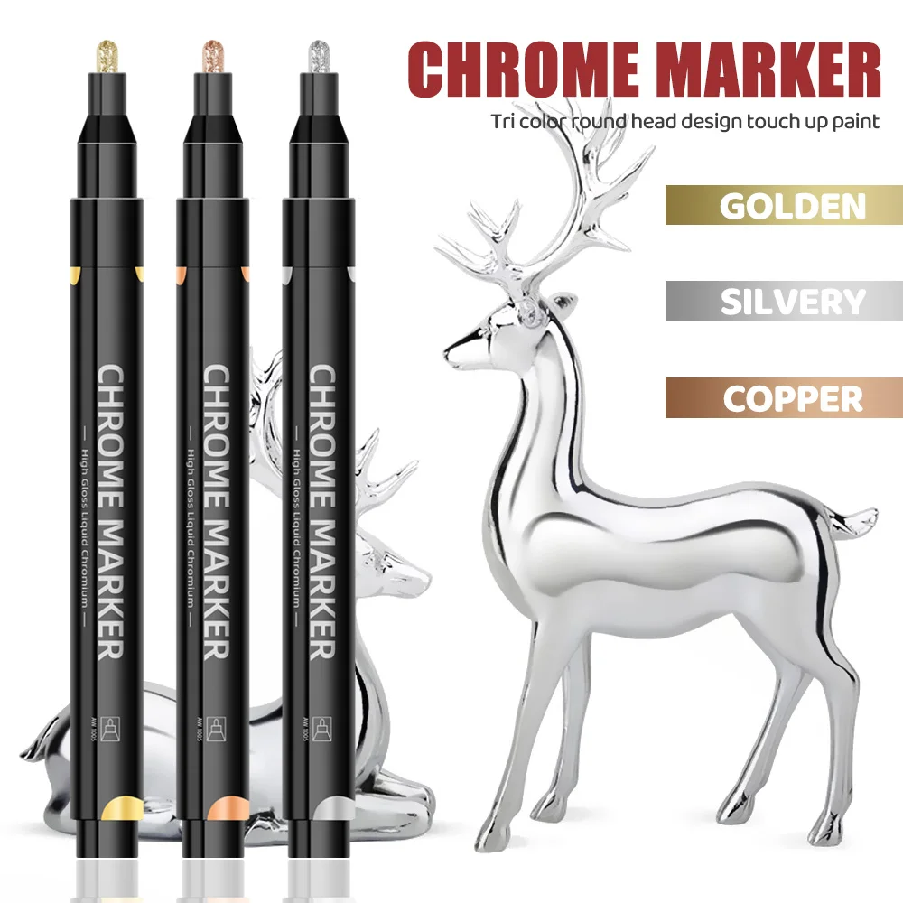 1/3/5 Pcs Chrome Mirror Marker Pen 2mm DIY Reflective Paint Pens ...