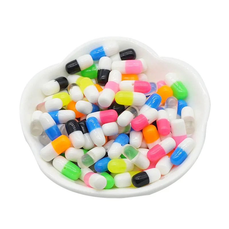 50 100pcs Half Hole Pill Capsule Resin Beads Loose Spacer Beads For ...