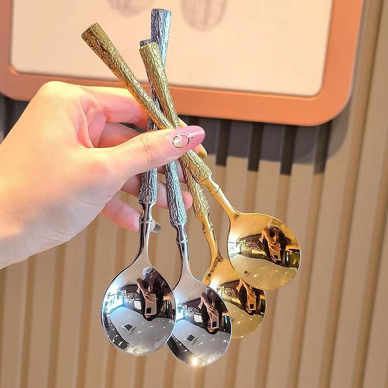 Stainless-Steel-Ice-Patterned-Long-Handled-Korean-Style-Round-Headed ...