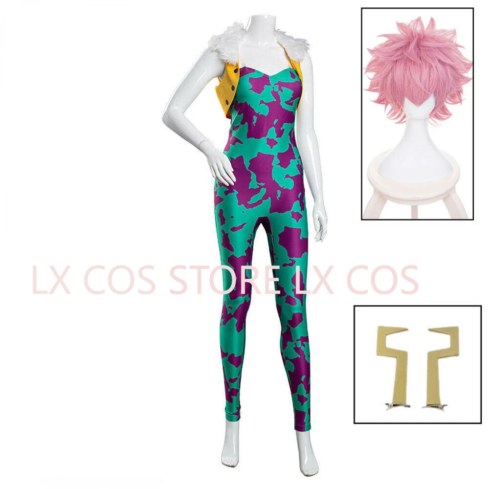 Ashido Mina Cosplay Costumes Wig Headwea Women's Jumpsuit Halloween ...
