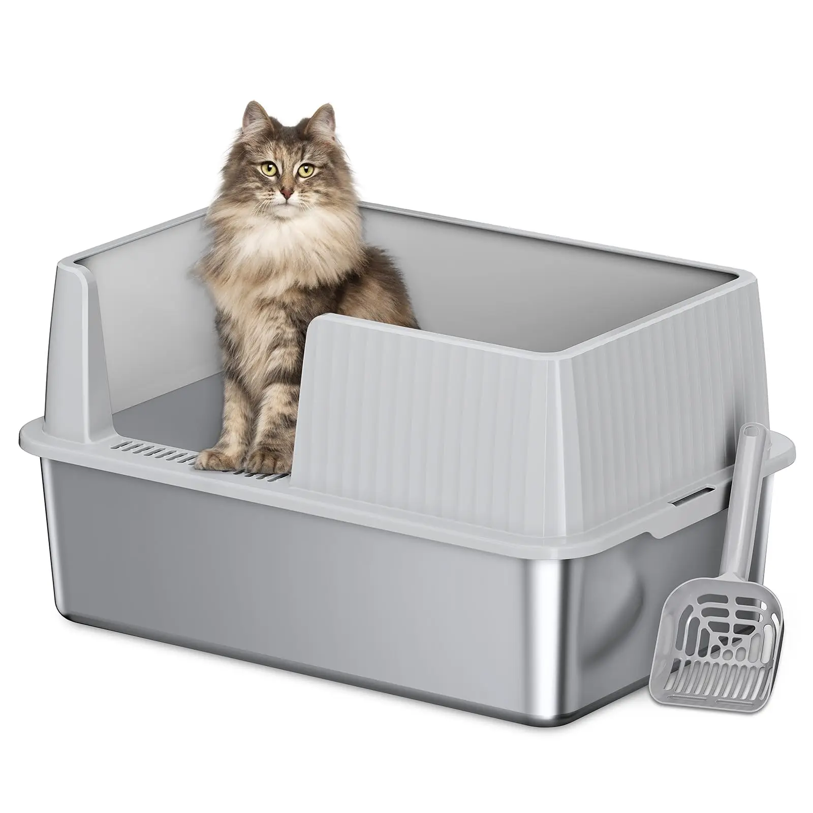 Stainless-Steel-Cat-Litter-Box-Non-Stick-Anti-Leakage-Cat-Litter-Box ...