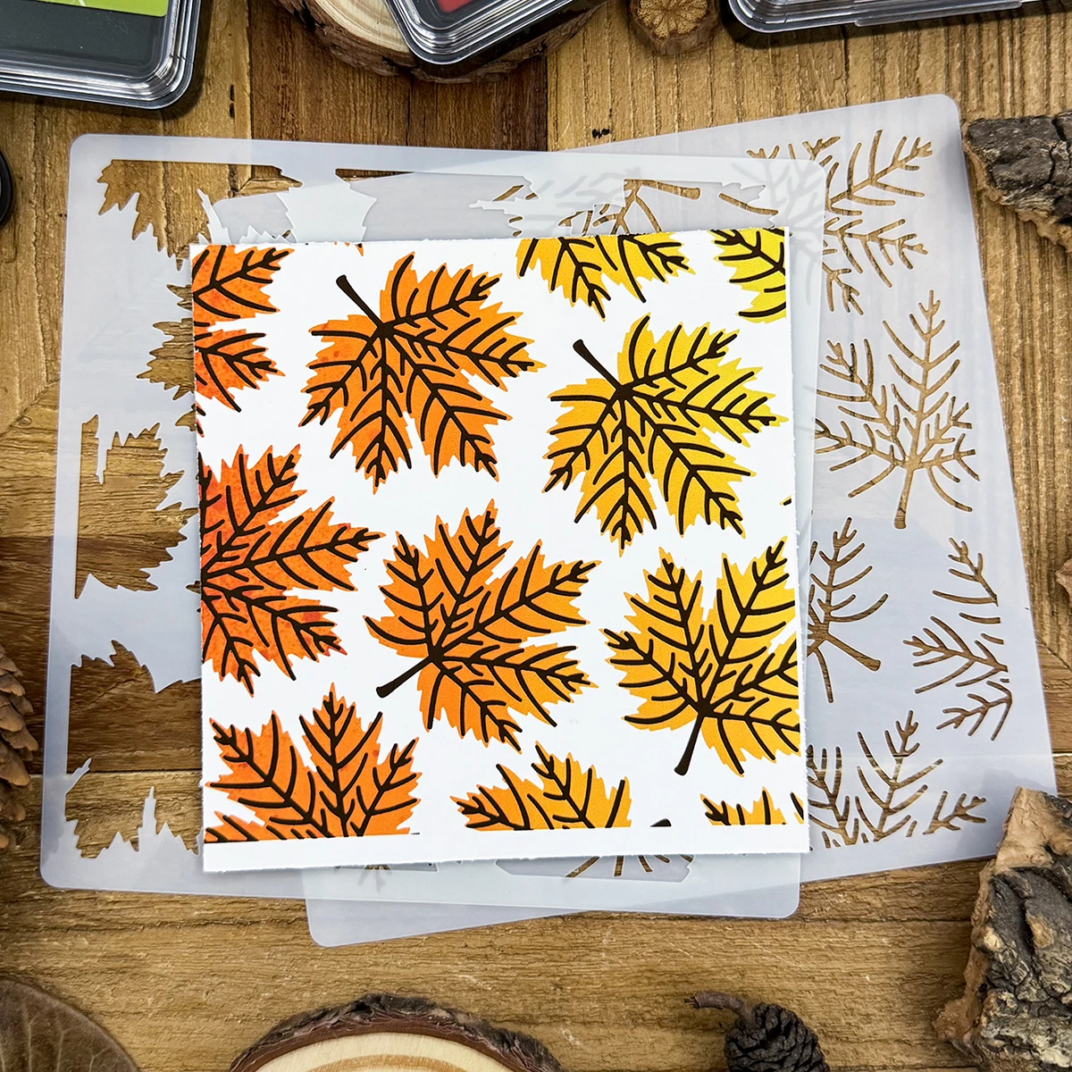 Beautiful-Maple-Leaves-Fall-Background-DIY-Layering-Stencils-Painting ...