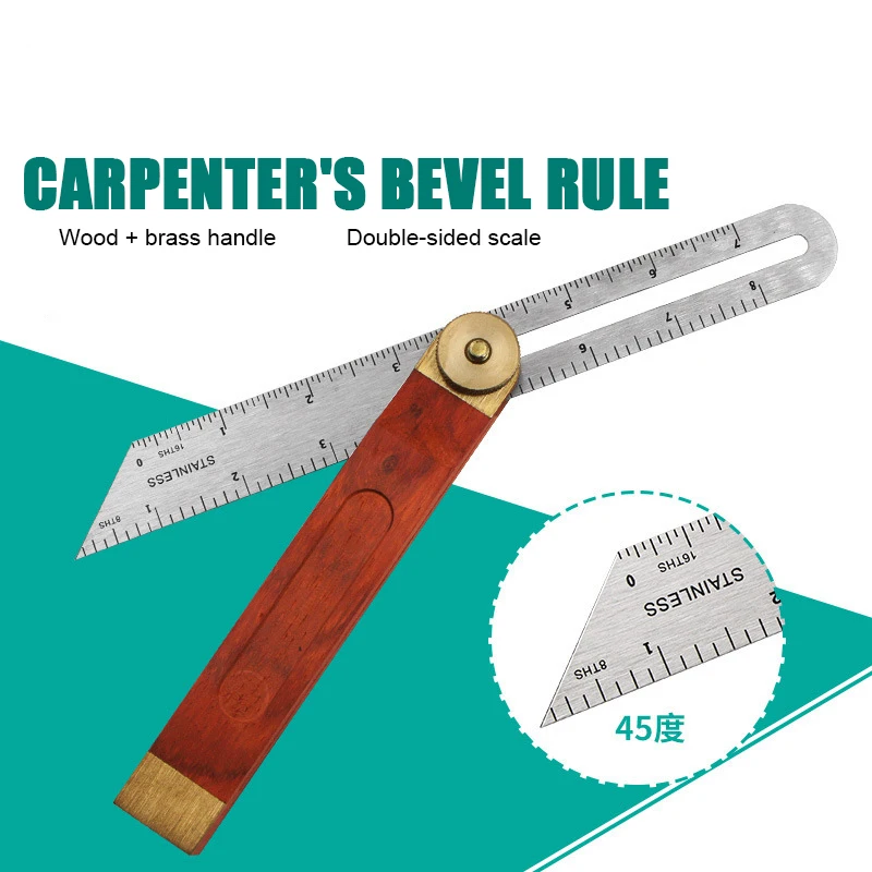 Movable Angle Rulers Gauges Tri Square Sliding T-Bevel with Wooden ...