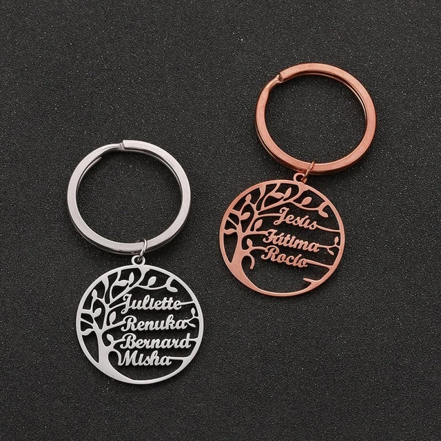 Personality Keychain Family Tree Tree of Life Stainless Steel Keychain ...