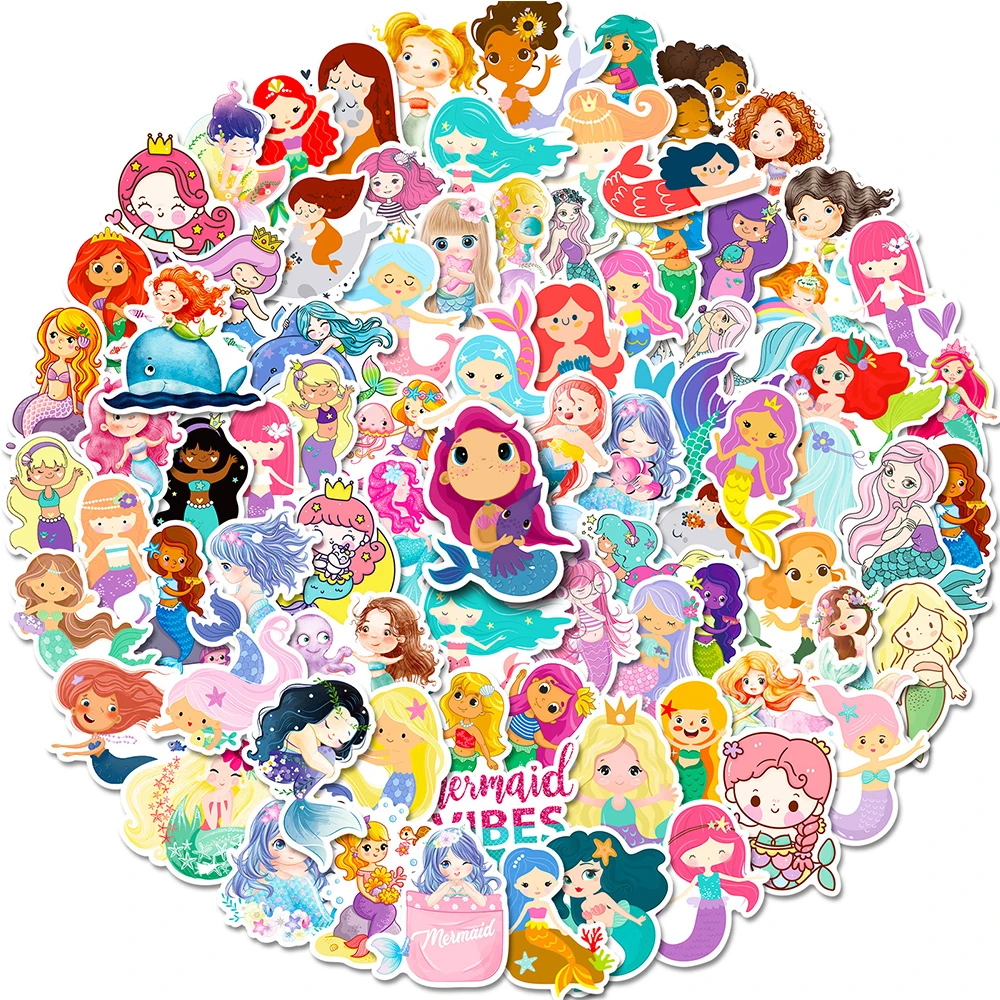 10/30/50/100pcs Disney Cute Cartoon Mermaid Stickers Kawaii Scrapbook ...