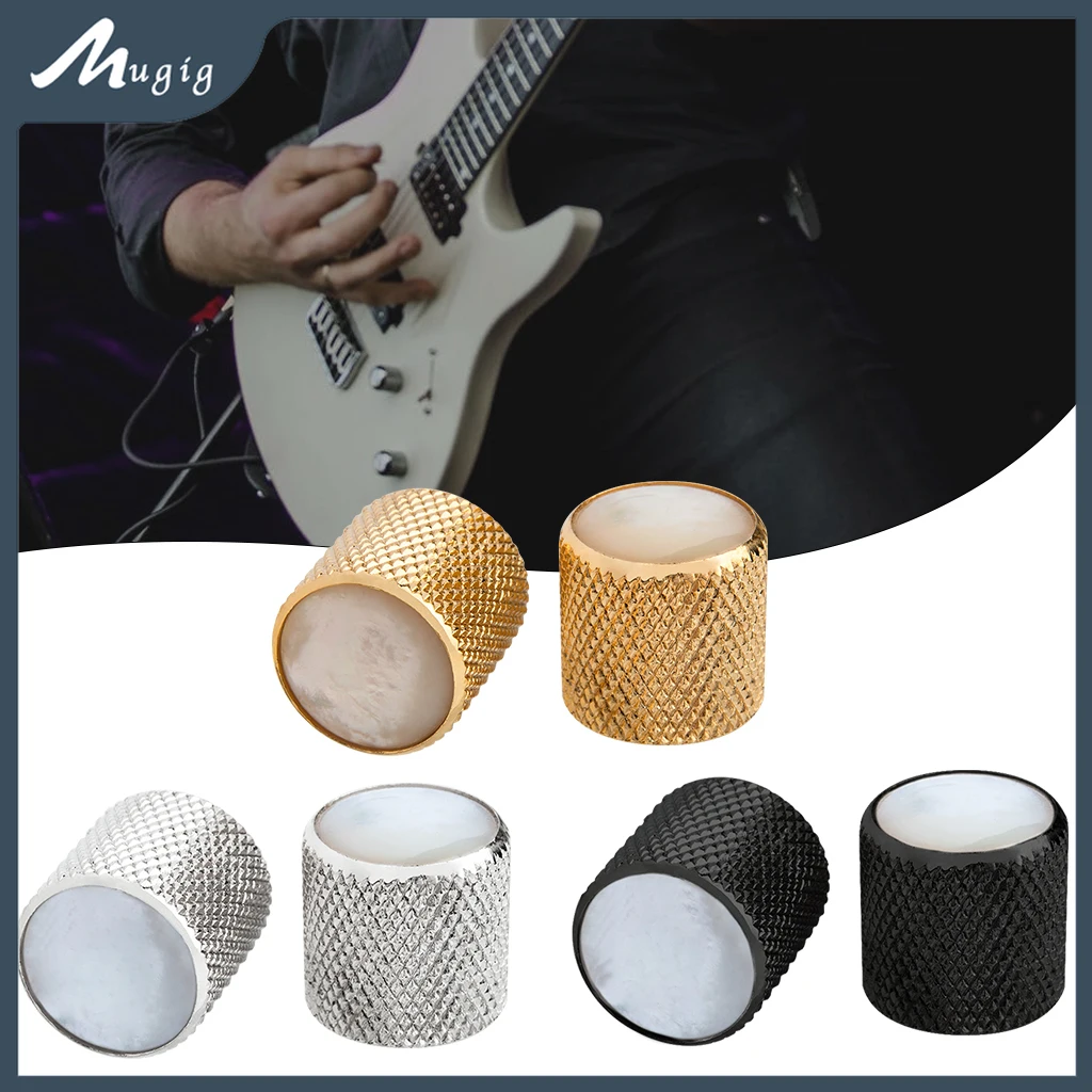 Mugig-2Pcs-Guitar-knob-Volume-Tone-Control-Metal-Knob-W-White-Pearl ...