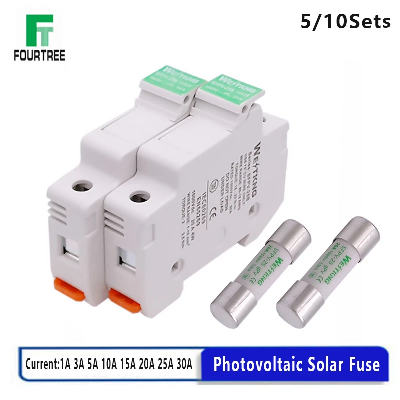 Photovoltaic Solar Fuse Holder With 10*38mm DC 1000V 1A 3A 5A 10A 15A ...