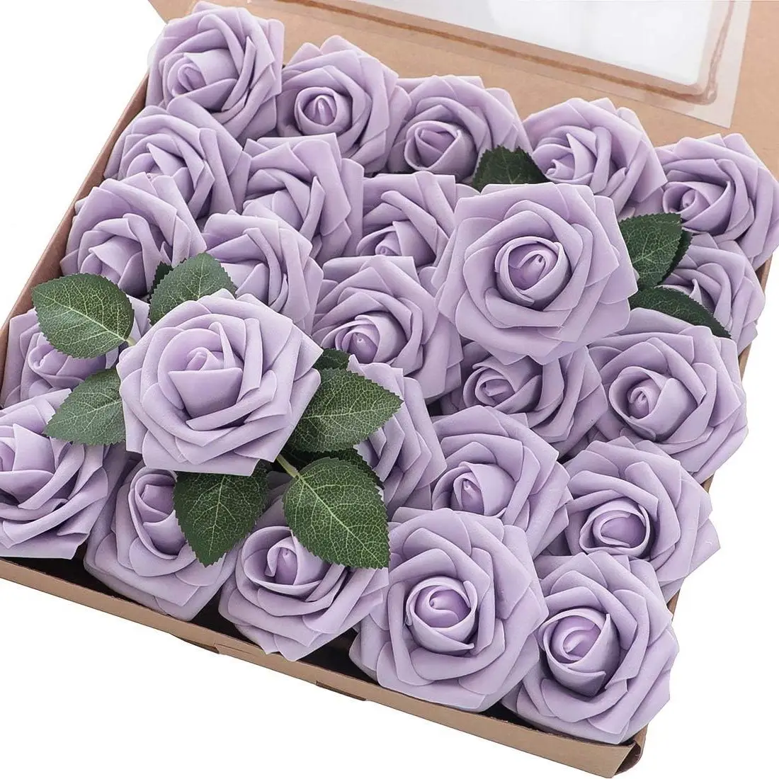 Mefier-25-50Pcs-Pale-Purple-Rose-Artificial-Flowers-Real-Looking-Lilac ...