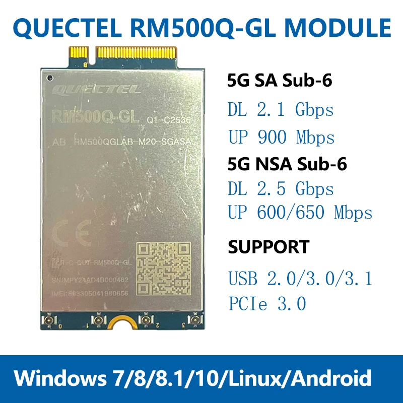 Quectel RM500Q-GL 5G NSA SA modes Multi-mode M.2 Sub-6GHz module GPS ...