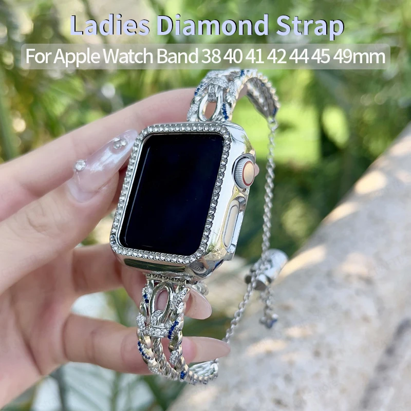 Ladies-Diamond-Strap-for-Apple-Watch-Ultra2-Band-49mm-45mm-41-Copper ...