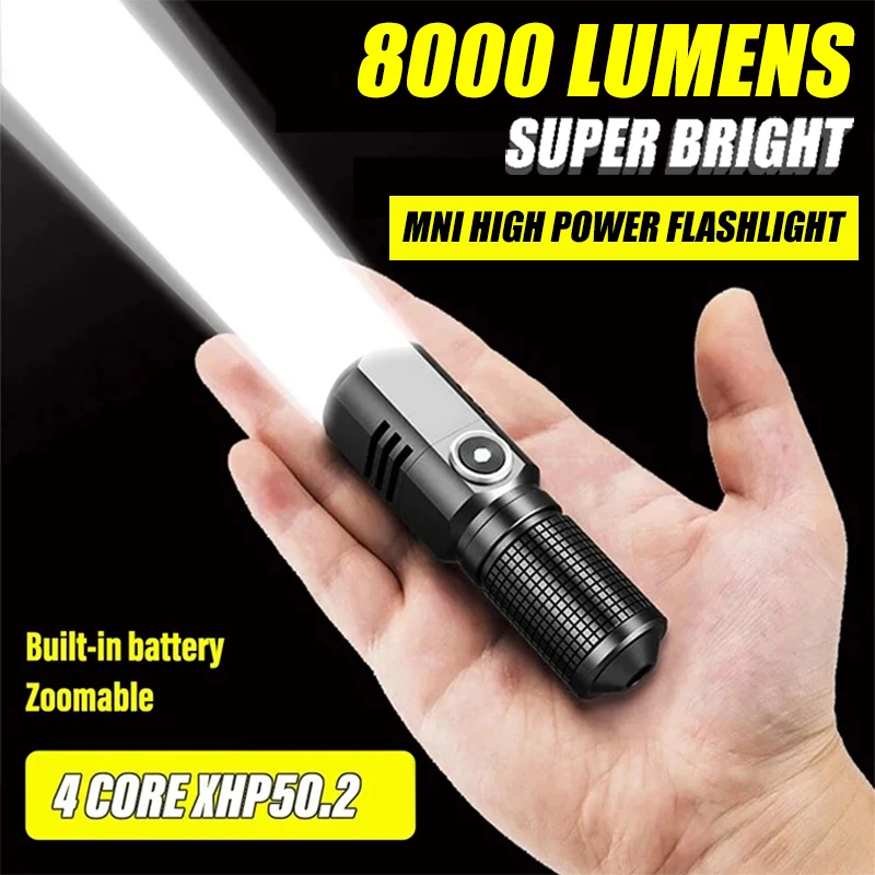 Mini-Flashlight-XHP50-LED-USB-C-Rechargeable-16340-18650-Battery ...