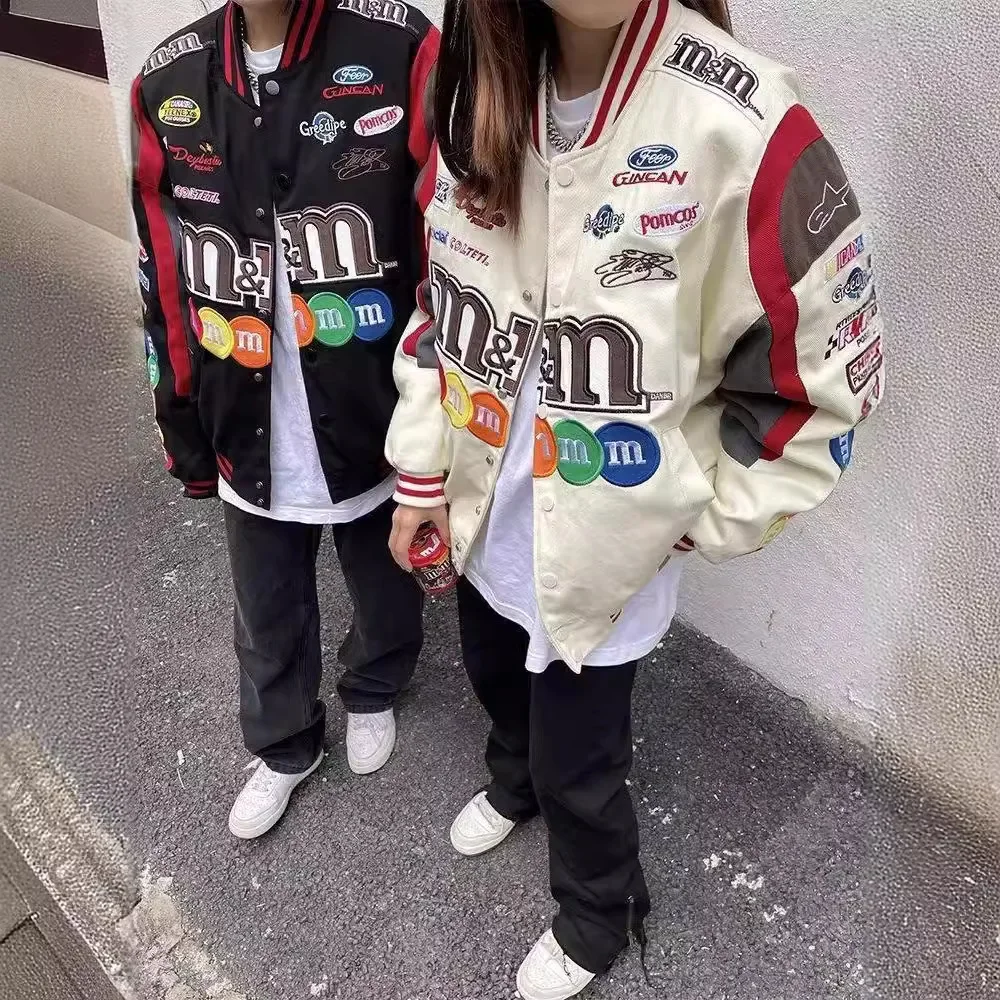 American-Style-Embroidery-Spliced-Baseball-Cap-Jacket-Loose-Fit-Hip-Hop ...