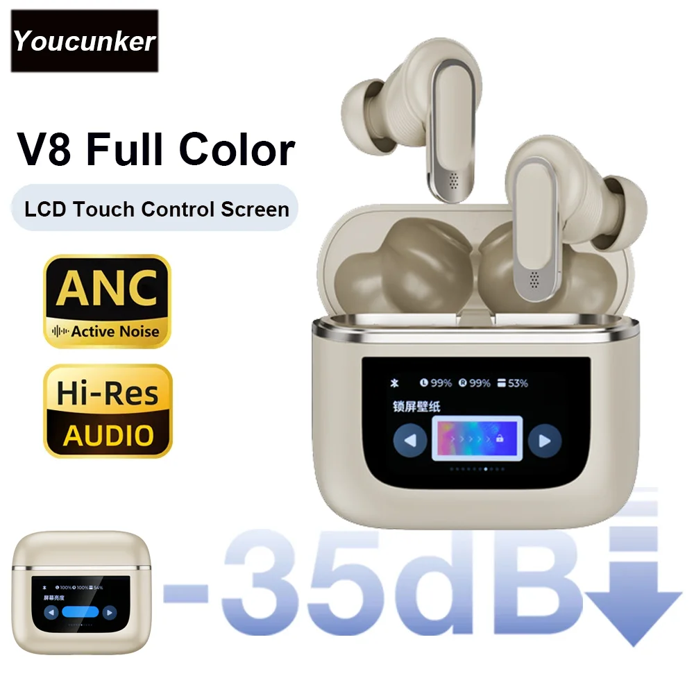 V8-Full-color-LCD-Touch-Screen-Earphones-Bluetooth-5-3-Hifi-In-Ear-37db ...