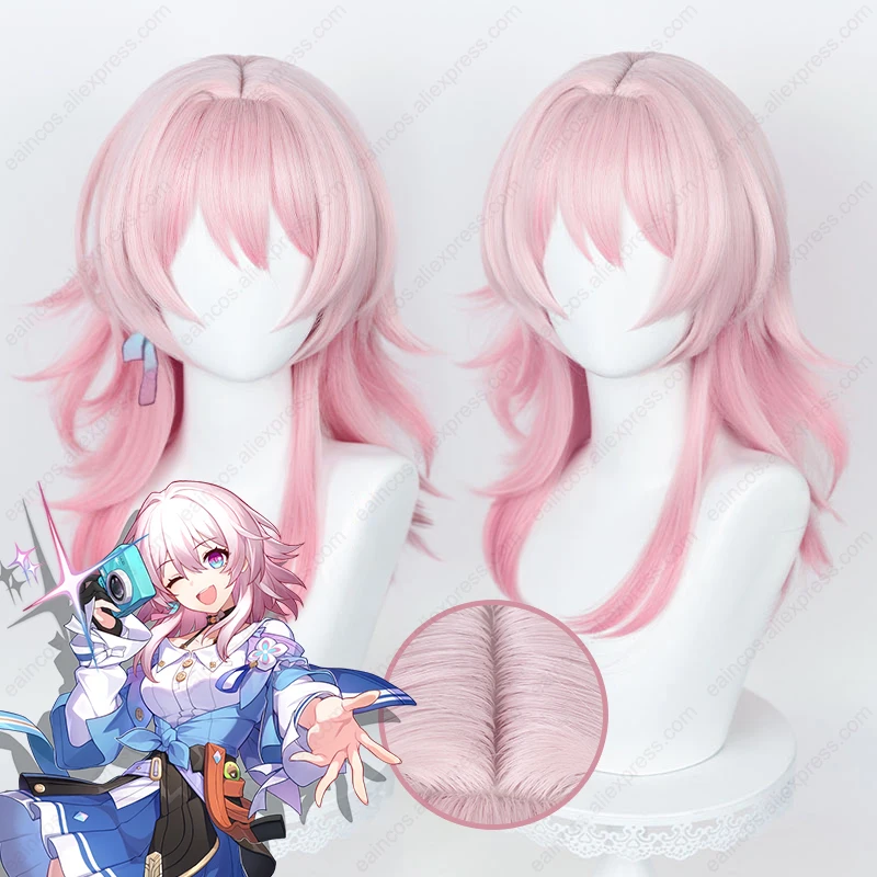 HSR-March-7th-Cosplay-Wig-50cm-Long-Pink-Gradient-Wigs-Heat-Resistant ...