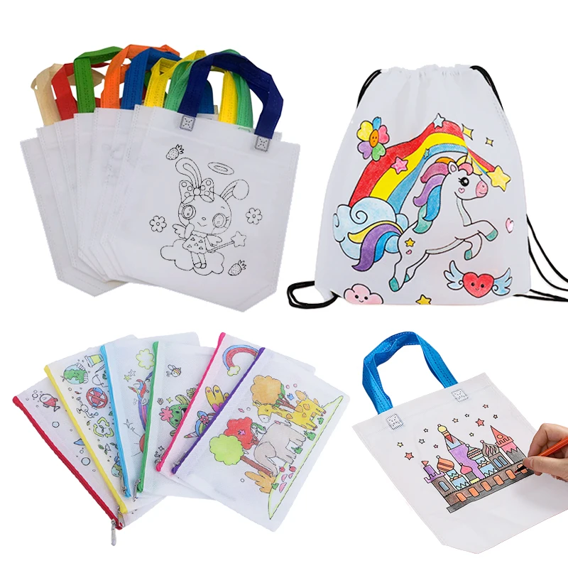 DIY Coloring Goodie Bags with Coloring Markers Party Gift Bags for Kids ...