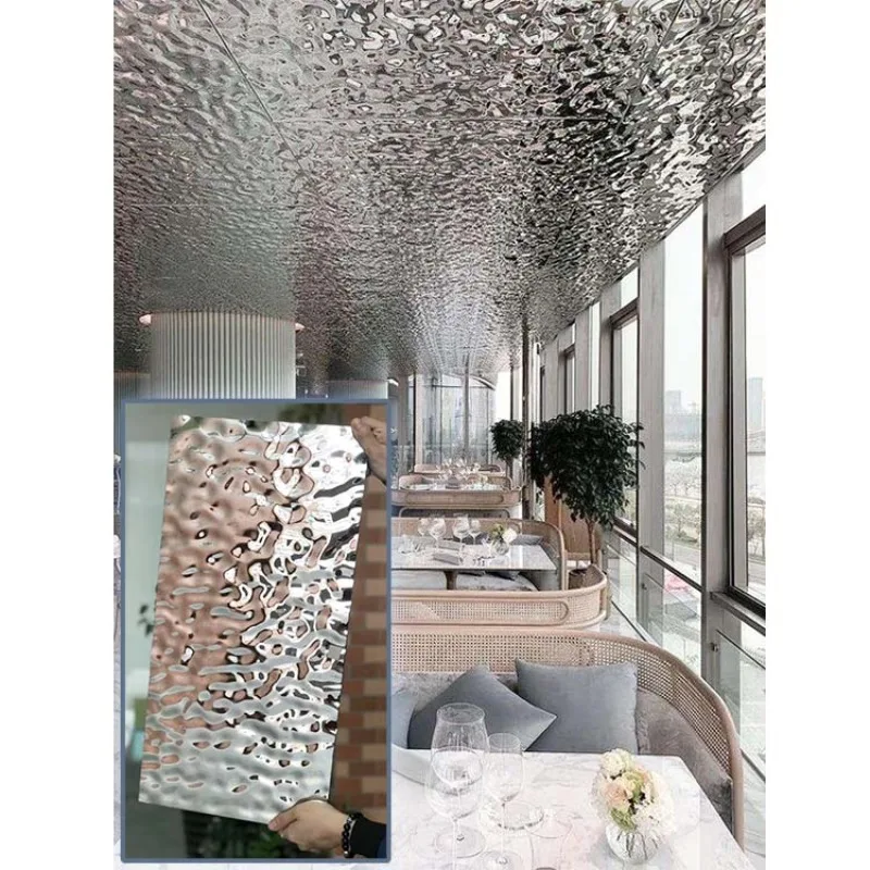 Water Ripple Effect Ceiling Textured Mirror Fused Glass Sheet 3D Wall ...