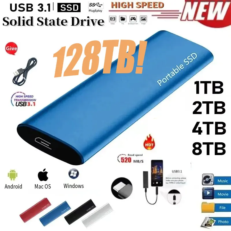 Disco Rígido Externo SSD Portátil 500GB de Alta Velocidade de Dispositivo Móvel Tipo C Interface ...