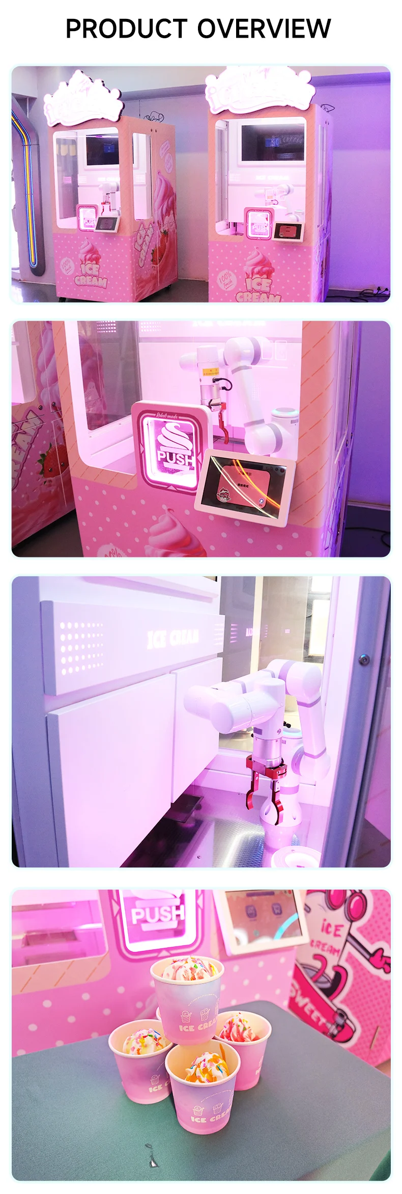 Ice Cream Vending Machine with Robot Hand Commercial Automatic Soft Ice ...