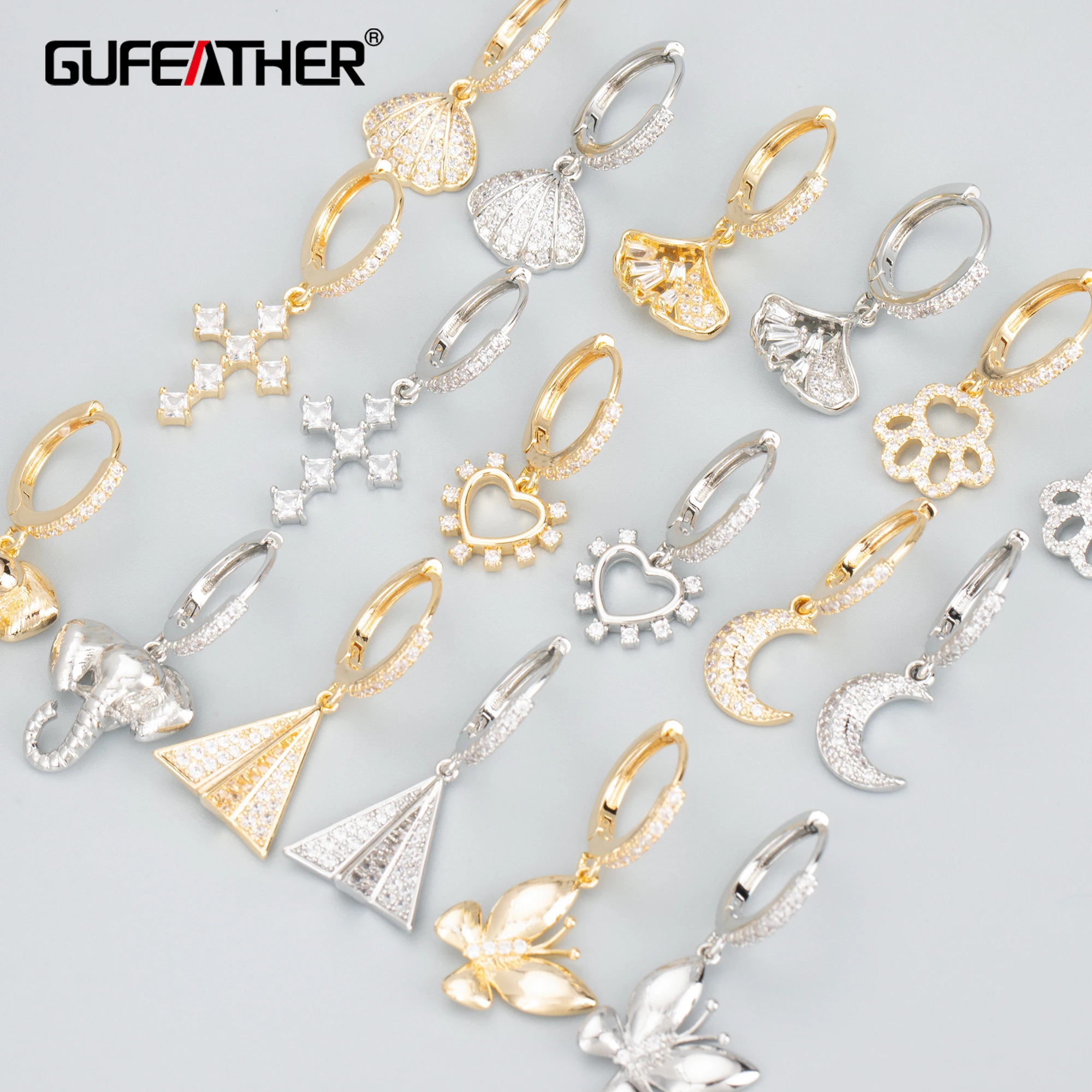 GUFEATHER MB19,earring for women,18k gold rhodium plated,copper,zircon ...