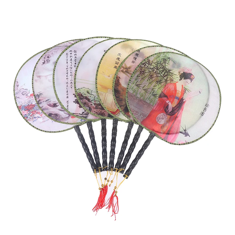 1pcs-22cm-Round-Hand-Fan-Chinese-Style-Vintage-Printing-Silk-Fan ...
