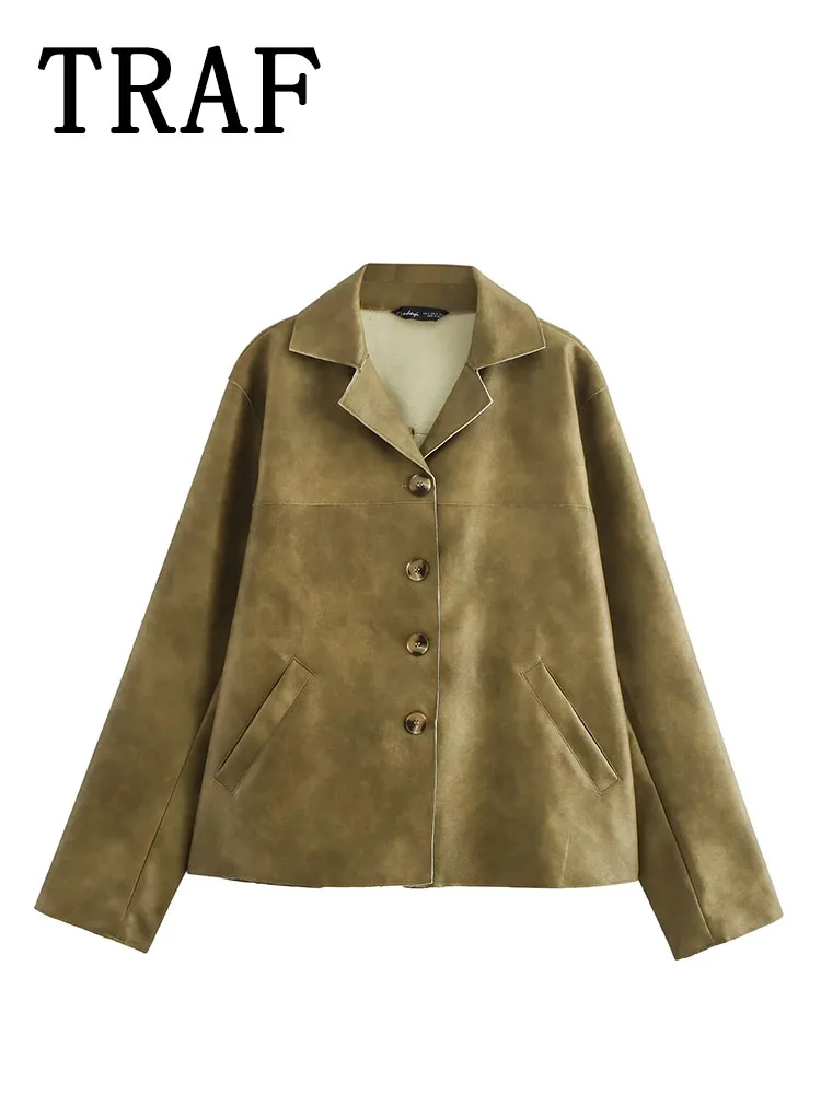 TRAF-Women-Leather-Straight-Tube-Casual-Short-Style-Jacket-2024-New ...