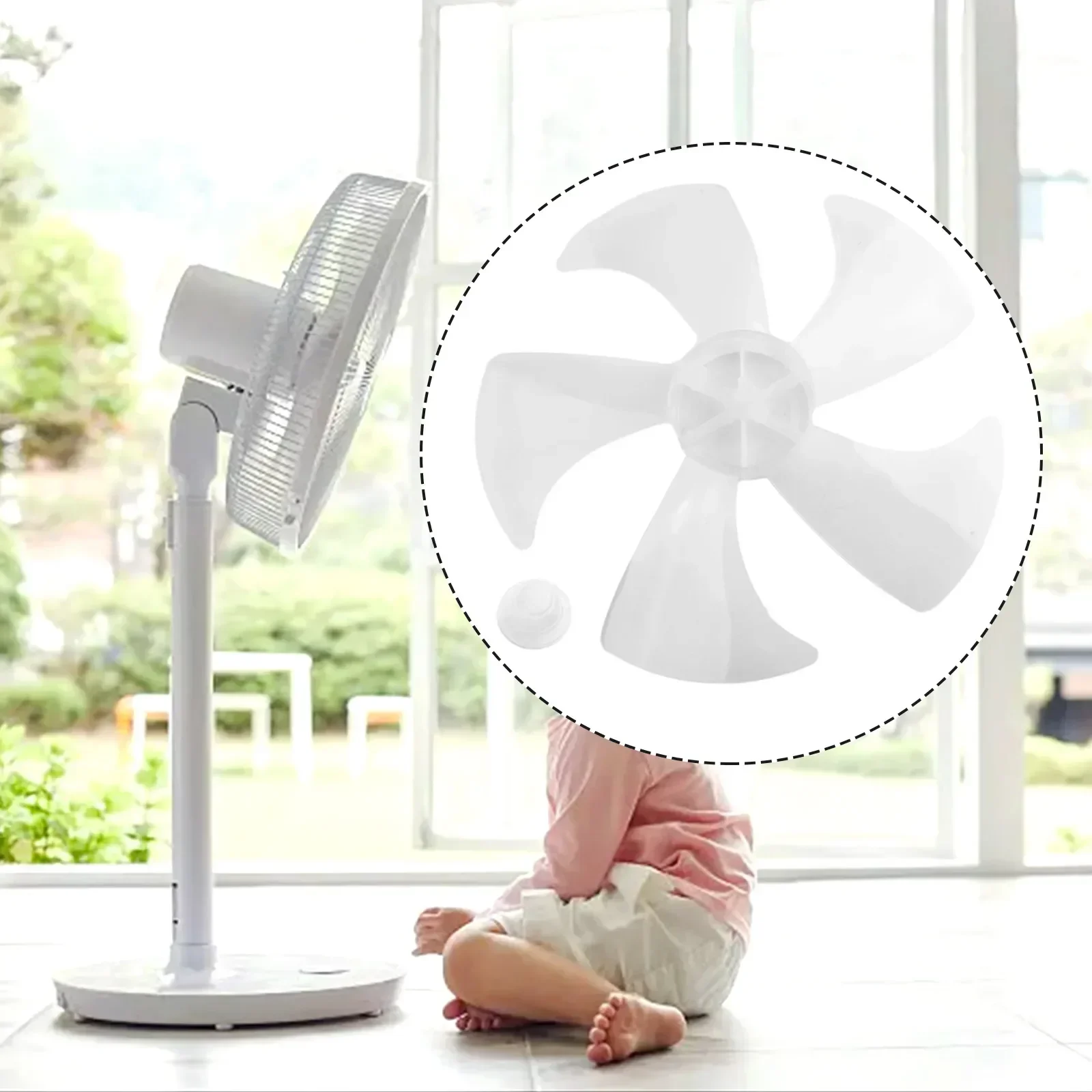 14 Inch Household Plastic Fan Blade Five Leaves With Nut Cover For ...