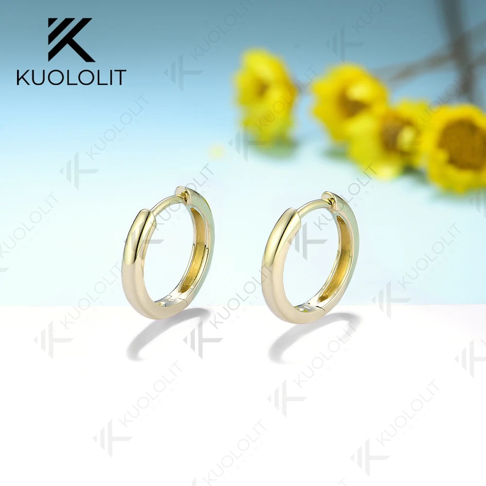Kuololit Hoop Earrings R for Women Solid 18K 14K 10K Gold Earrings for ...