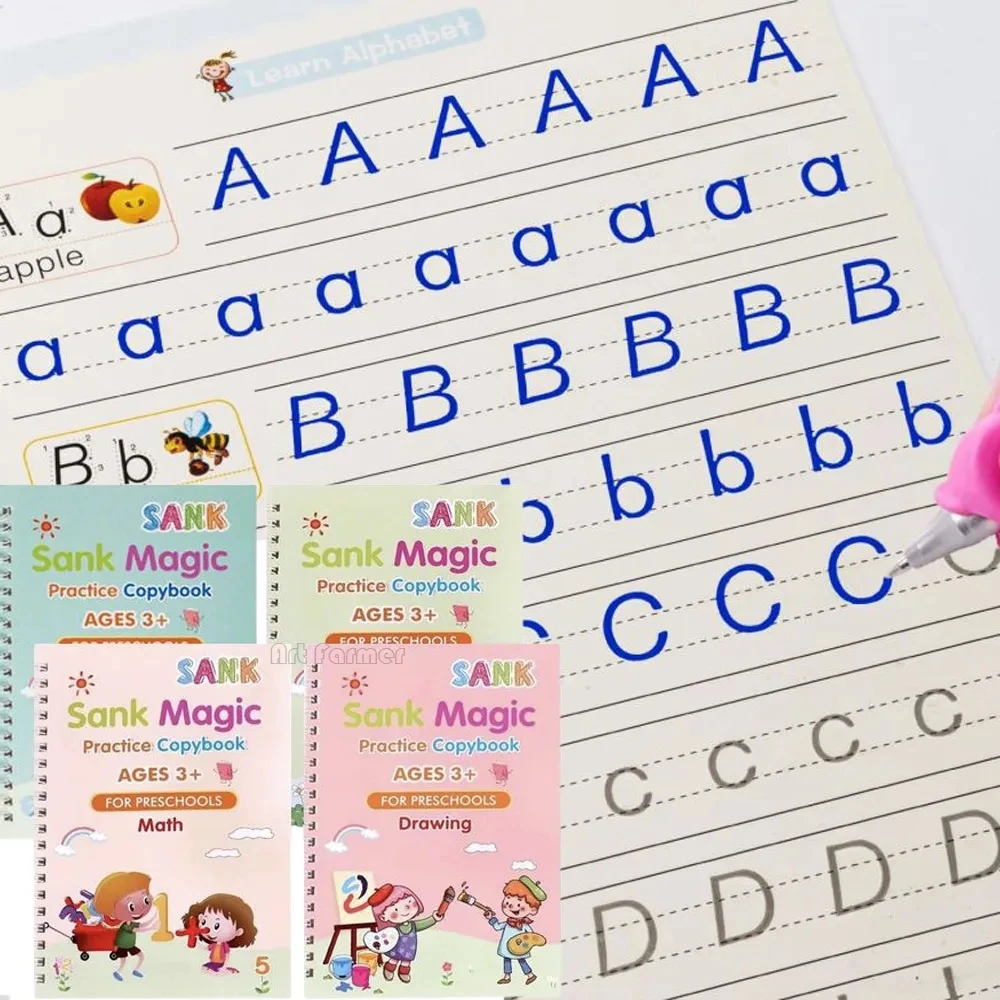 4-Books-Magic-SANK-Copy-Book-Pen-Magic-Copybook-Free-Wiping-Children-s ...