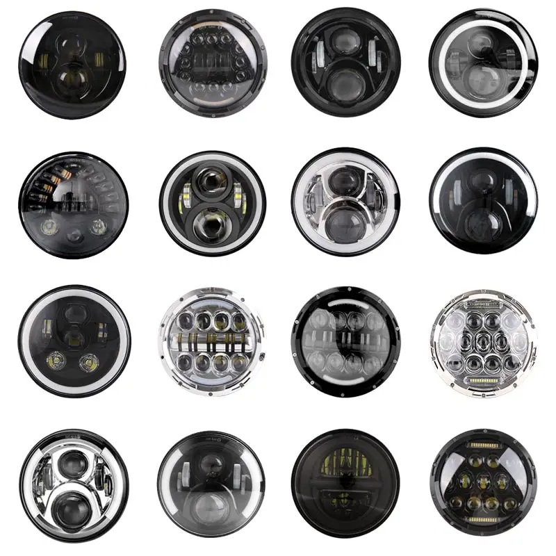 1-pair-7-Led-Headlight-H4-High-Low-Beam-Round-Cars-Running-Lights-for ...