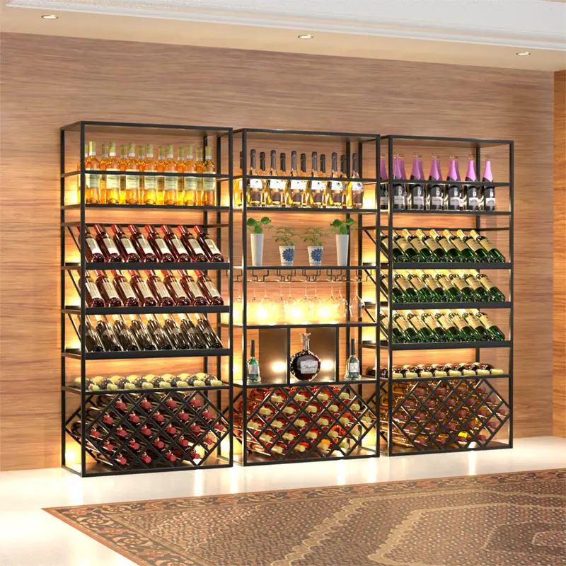 Iron-wine-cabinet-display-rack-Luxury-wall-large-wine-cellar-glass ...