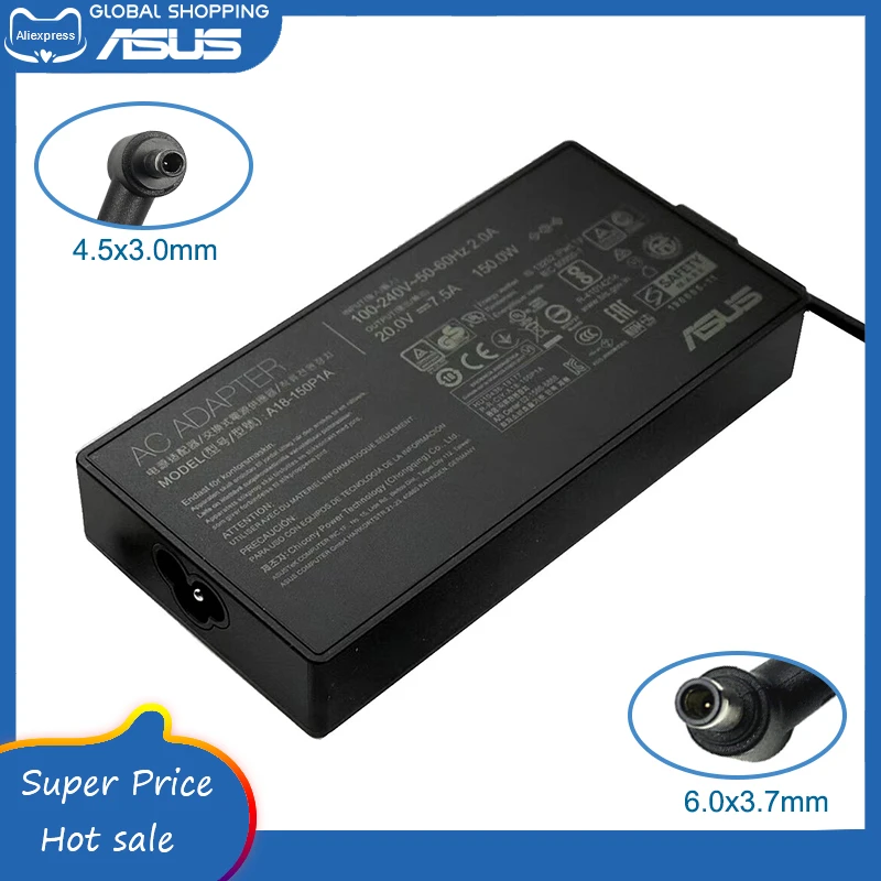 4.5x3.0mm / 6.0x3.7mm 20V 7.5A A18 150P1A AC Adapter Charger Without ...