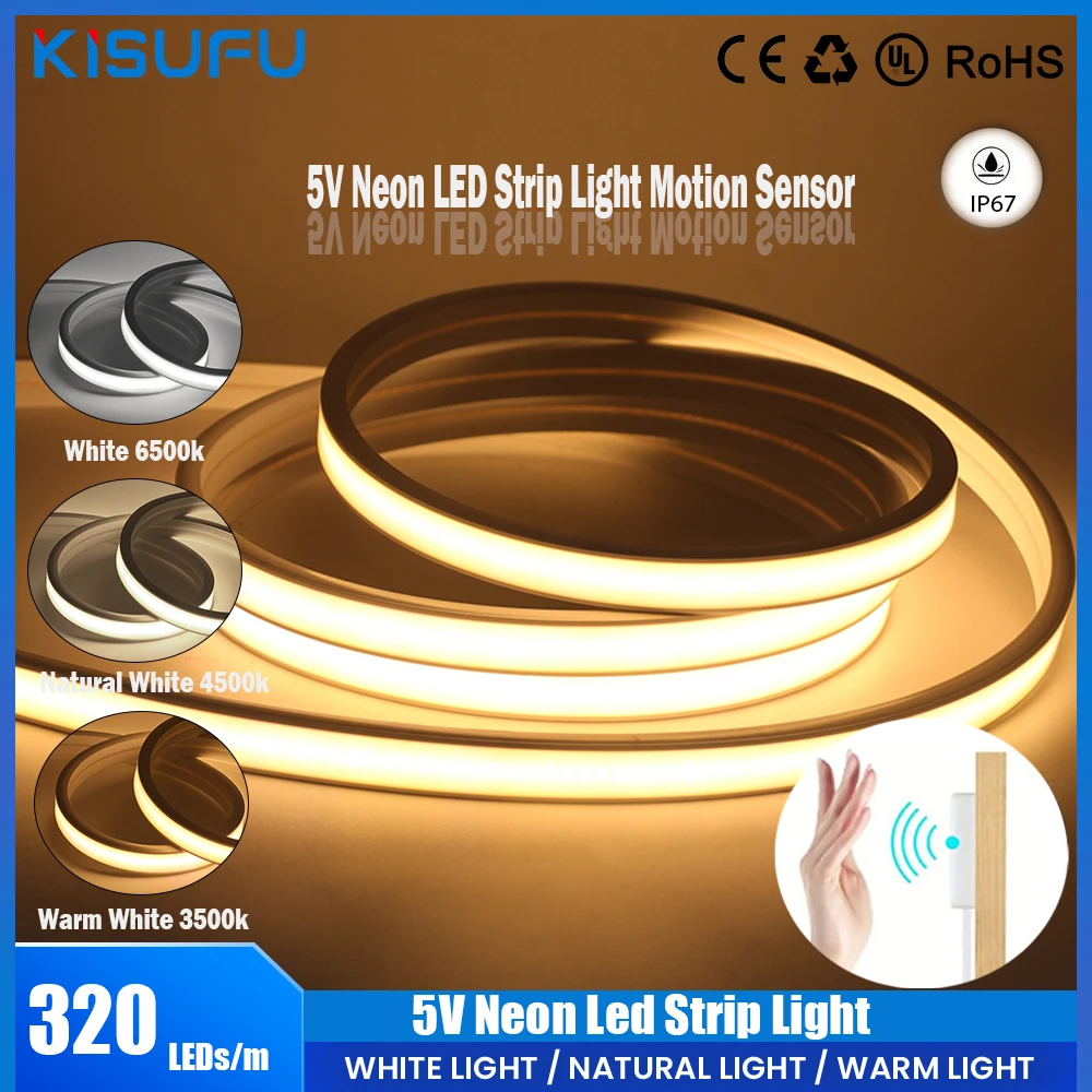 1-5m-Neon-Led-Strip-Light-Motion-Sensor-Dimmer-With-USB-5V-320LEDs-M ...