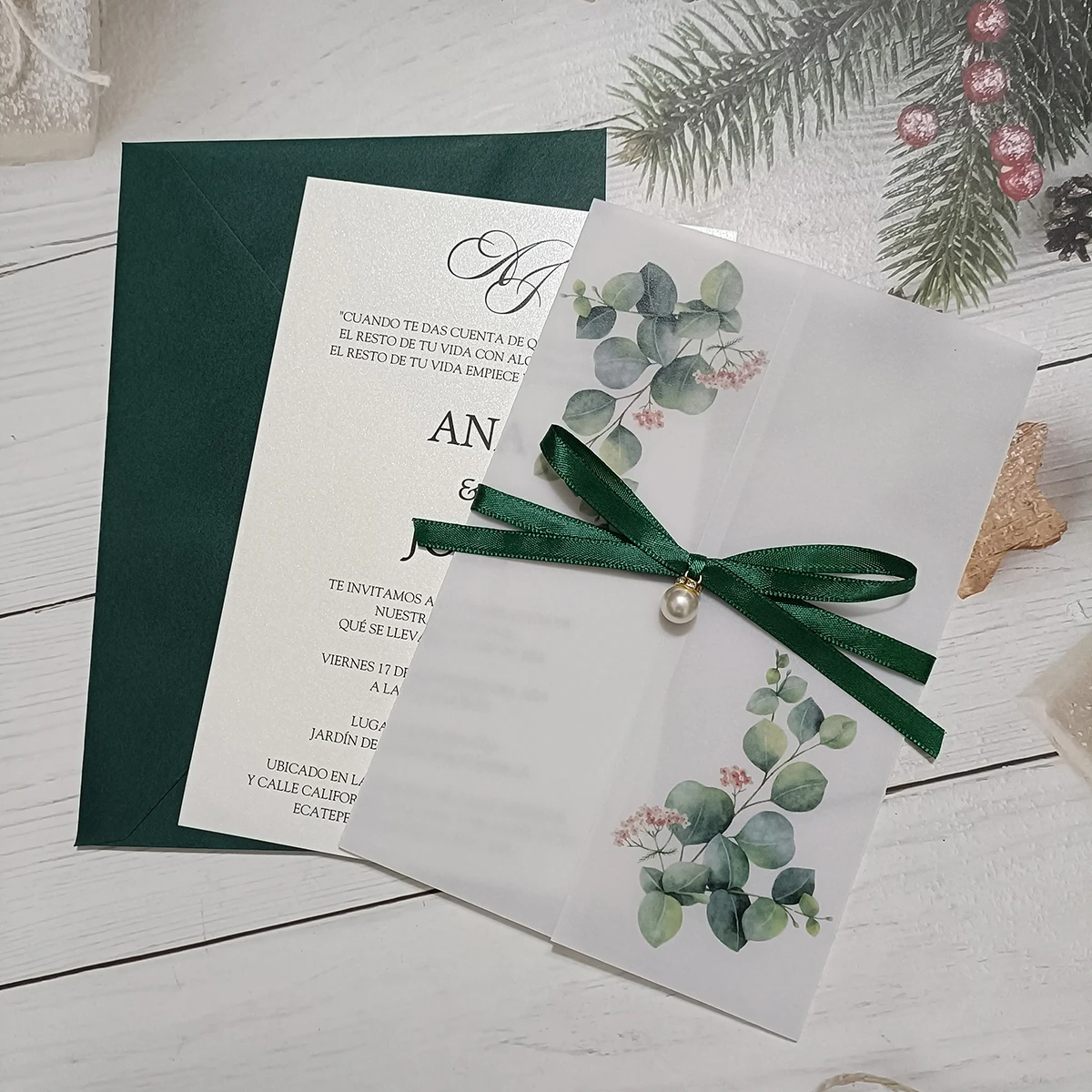 Tarjeta-de-invitaci-n-de-boda-de-Vellum-con-cinta-de-diamantes-de ...