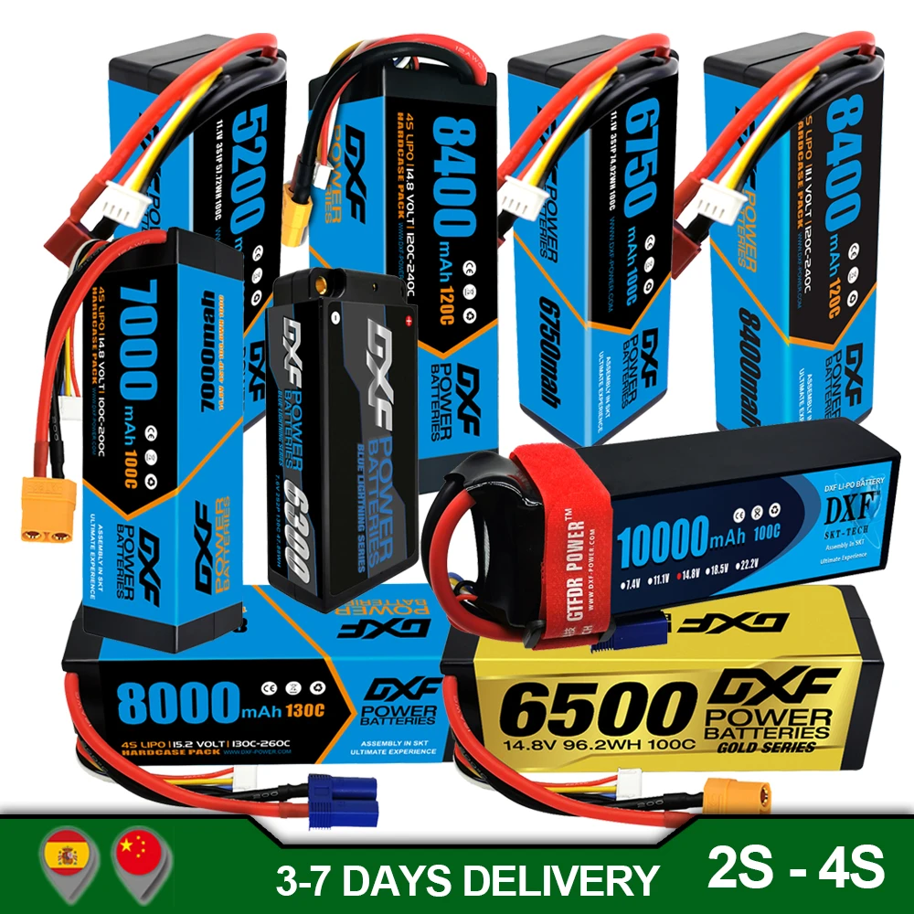 RC카용 DXF 배터리, 2S 3S 4S 6S Lipo, 7.4V, 11.1V, 14.8V, 15.2V, 22.2V, 10000mah, 8400mah, 6500mah ...