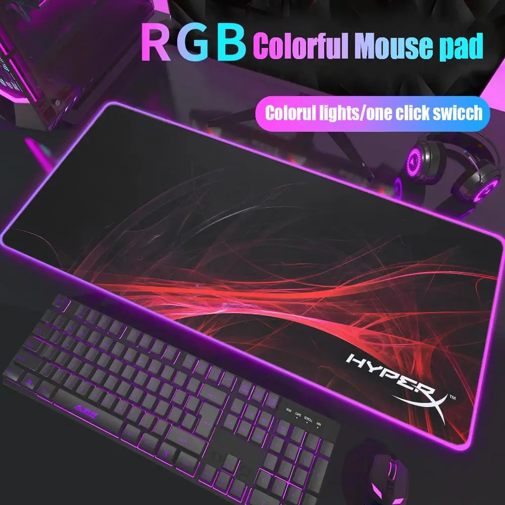 H-HyperX Mouse Pad Gamer Rgb Desk Mat Back Light Led Mousepad Setup ...