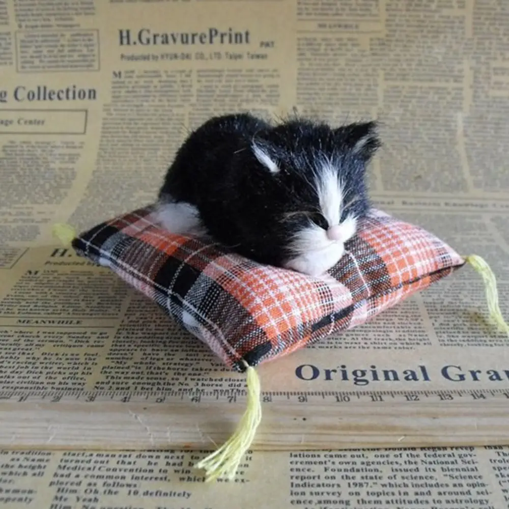 Artificial-Mini-Cats-Ornaments-Cute-Cloth-Pad-Plush-Fake-Cats-Lying ...