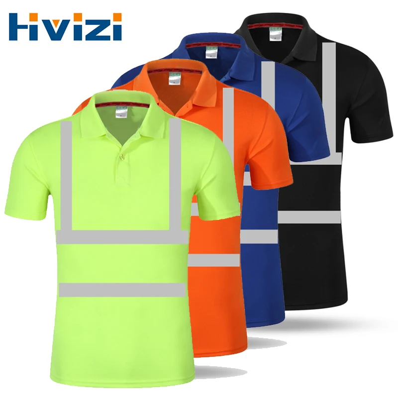 hi viz Safety Work Polo Shirt High Visibility Reflective Polo Shirt Quick Dry Construction ...