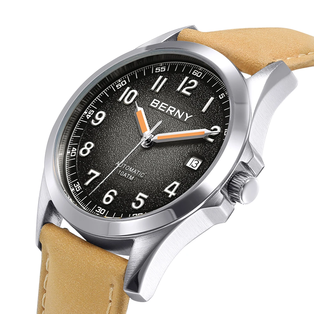 Berny Frosted Dial Automatic Watch Men Luminous Mechanical Seagull ...