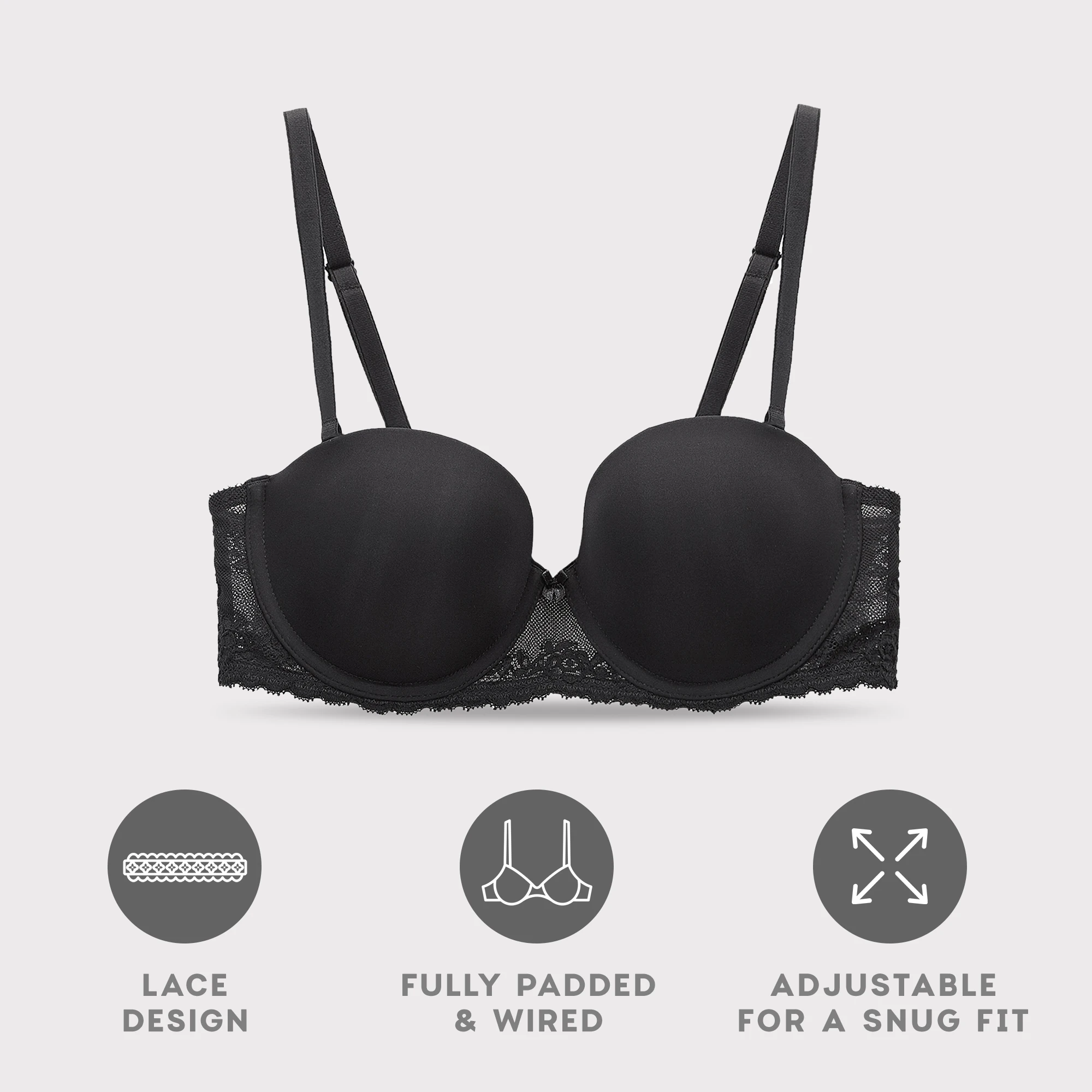 VANEVER Women's Laceband Underwired Bra, Removable Shoulder Srap Bra ...