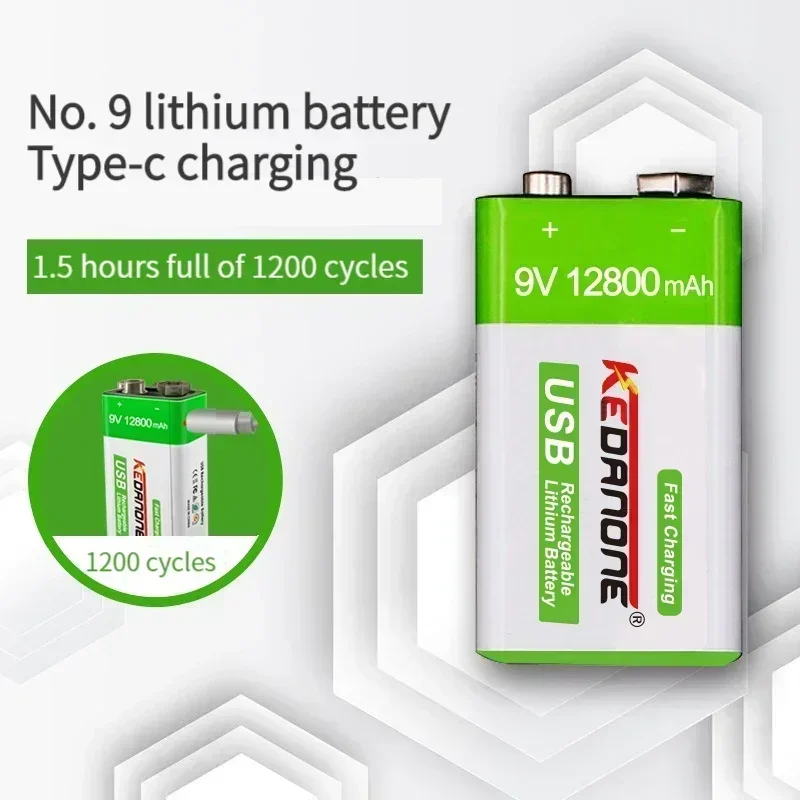 NEW-9V-12800mAh-li-ion-Rechargeable-battery-Micro-USB-Batteries-9-v ...
