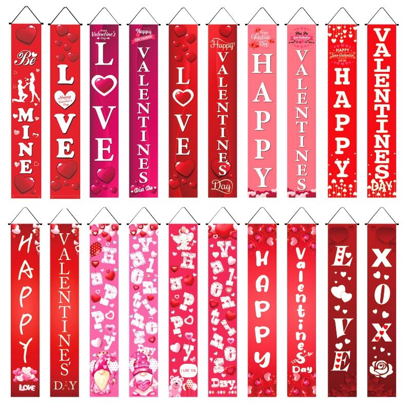 Valentine's Day decoration Flag Hanging Outdoors 180x30cm Hanging Porch ...