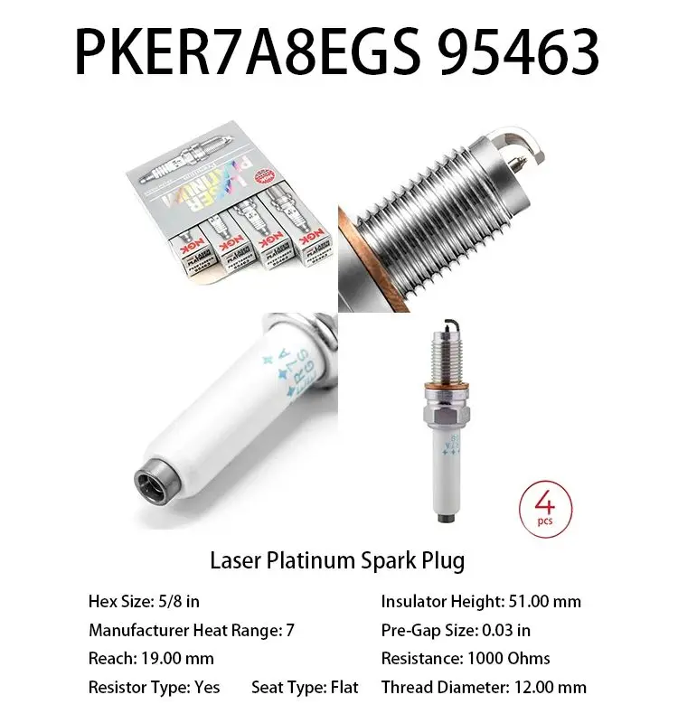 4pcs 04E905602 NGK Laser Iridium Spark Plug PKER7A8EGS 95463 Suitable ...