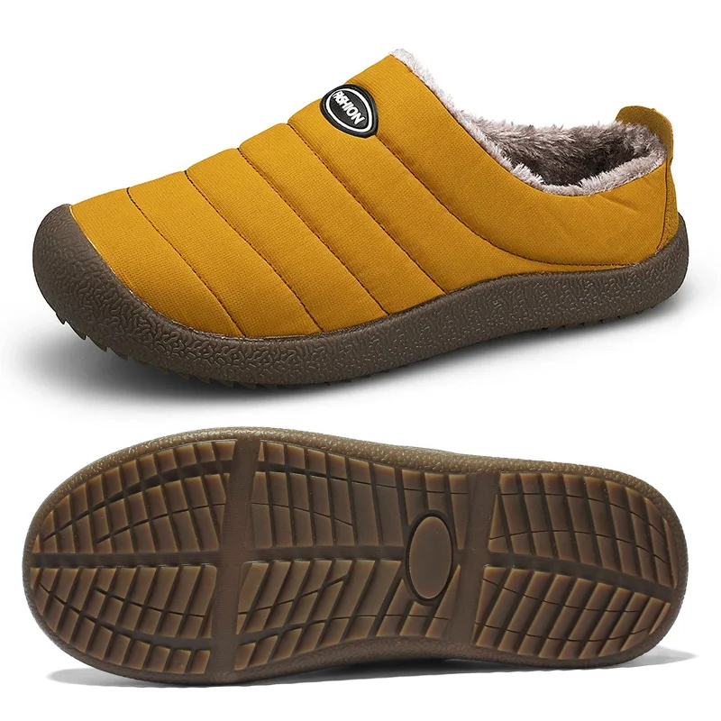 Winter Men Slippers Warm Shoes Plush Flock Male Slippers for Home Hard ...