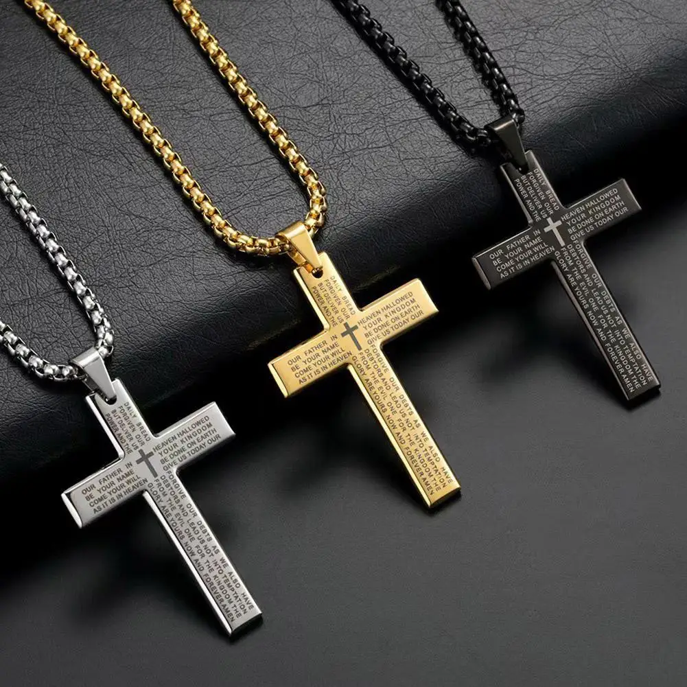 Collar-de-cadena-de-Cruz-de-la-Biblia-cristiana-collar-con-colgante ...