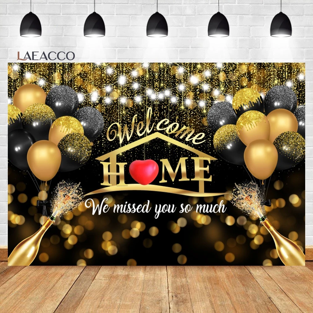 Laeacco-Black-Gold-Welcome-Home-We-Missed-You-So-Much-Photo-Backdrop ...