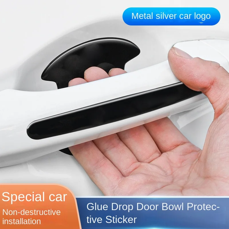 8Pcs-TPU-Car-Door-Bowl-Sticker-Black-With-Silver-Metal-Car-Door-Bowl ...